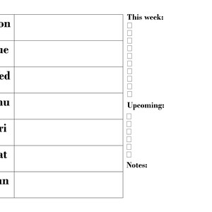 Basic Weekly Planner With Options for Hole Punched Portrait | Etsy