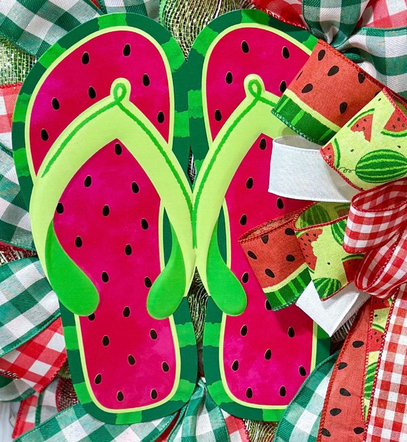 Watermelon Flip Flop Wreath - Etsy
