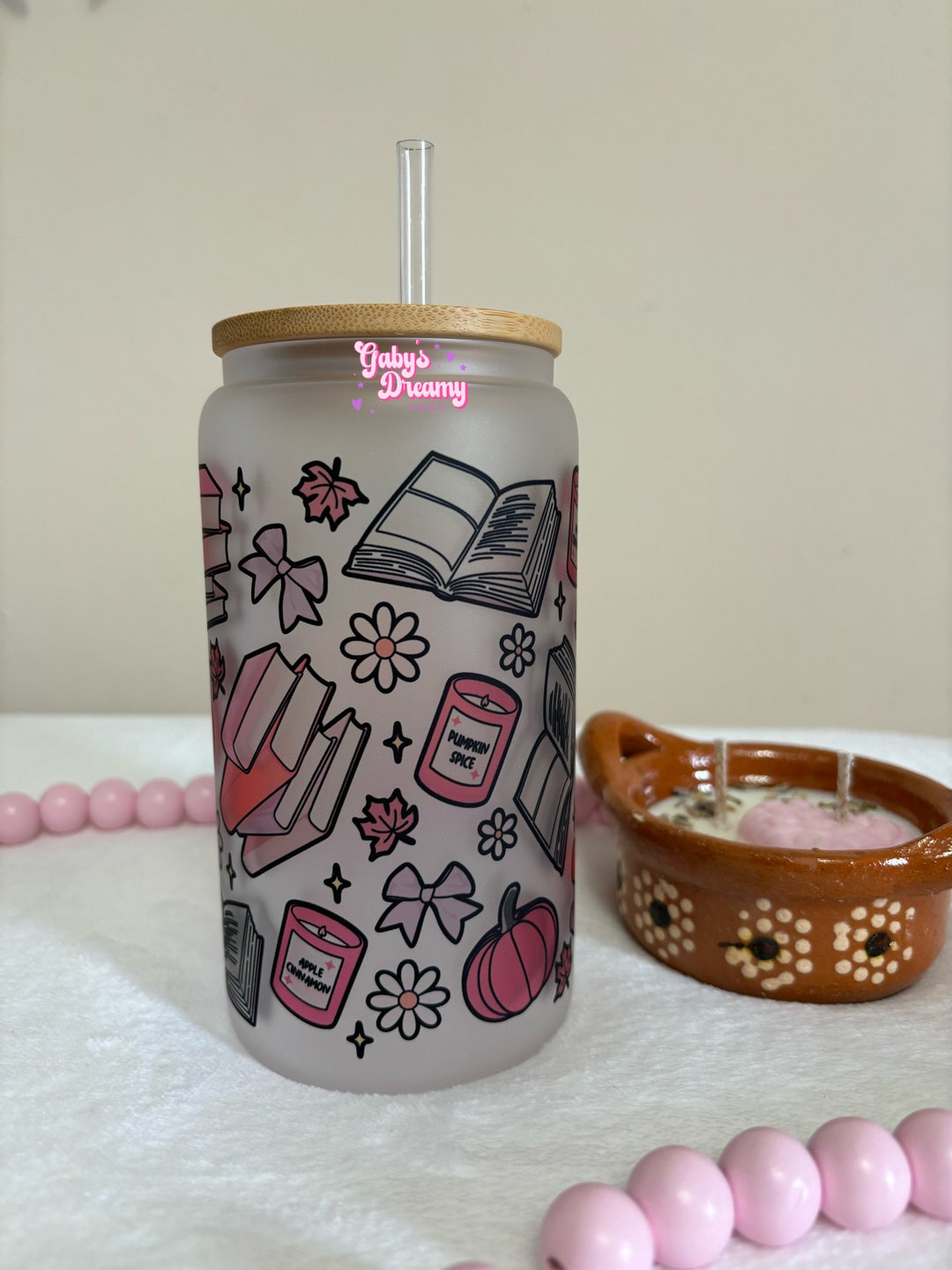 Fall Glass Cup, Pumpkin Spice Glass Cup, Books Glass Cup, Bookworm ...