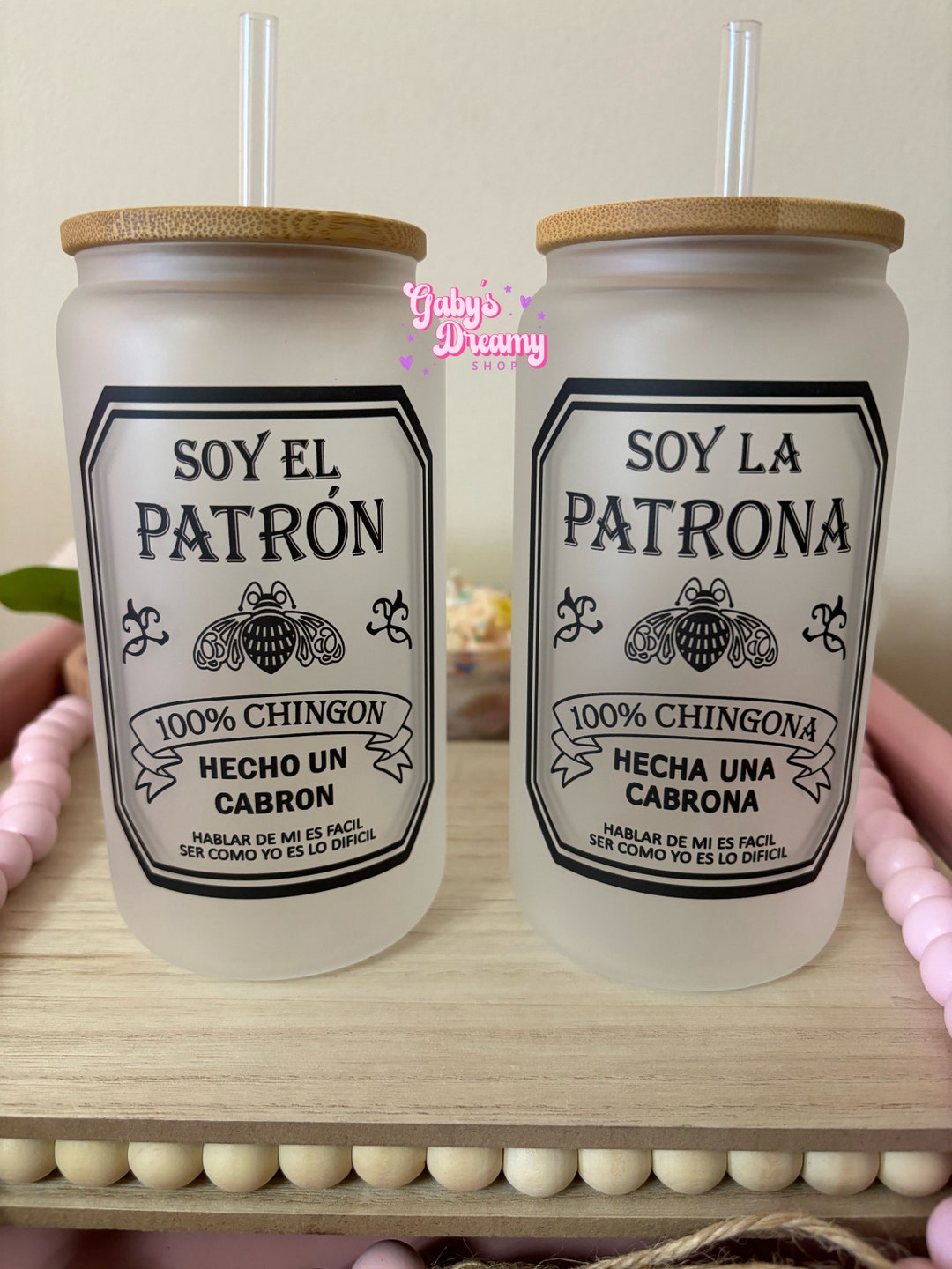 La Patrona Glass Cup, El Patron Glass Cup, Couple Gifts, Mexican Glass ...