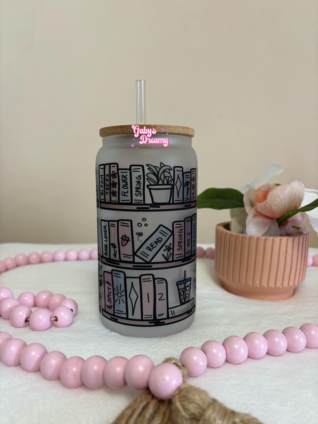 Books Glass Cup, Bookworm, Bookshelf Glass Cup, Iced Coffee Glass Cup ...