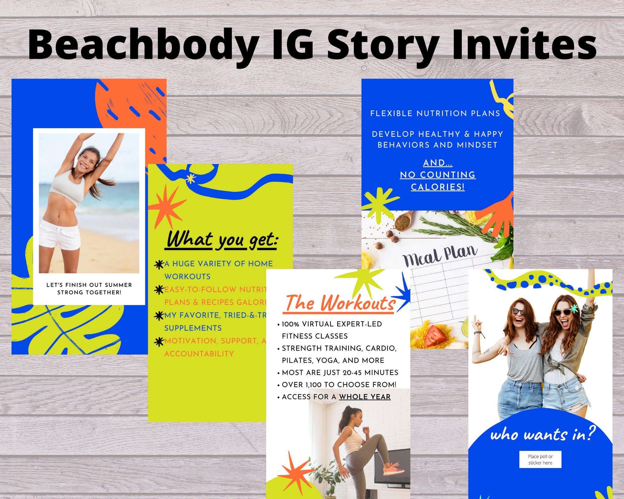 Design & Templates Summer Theme I Beachbody Coach IG Story Invites ...