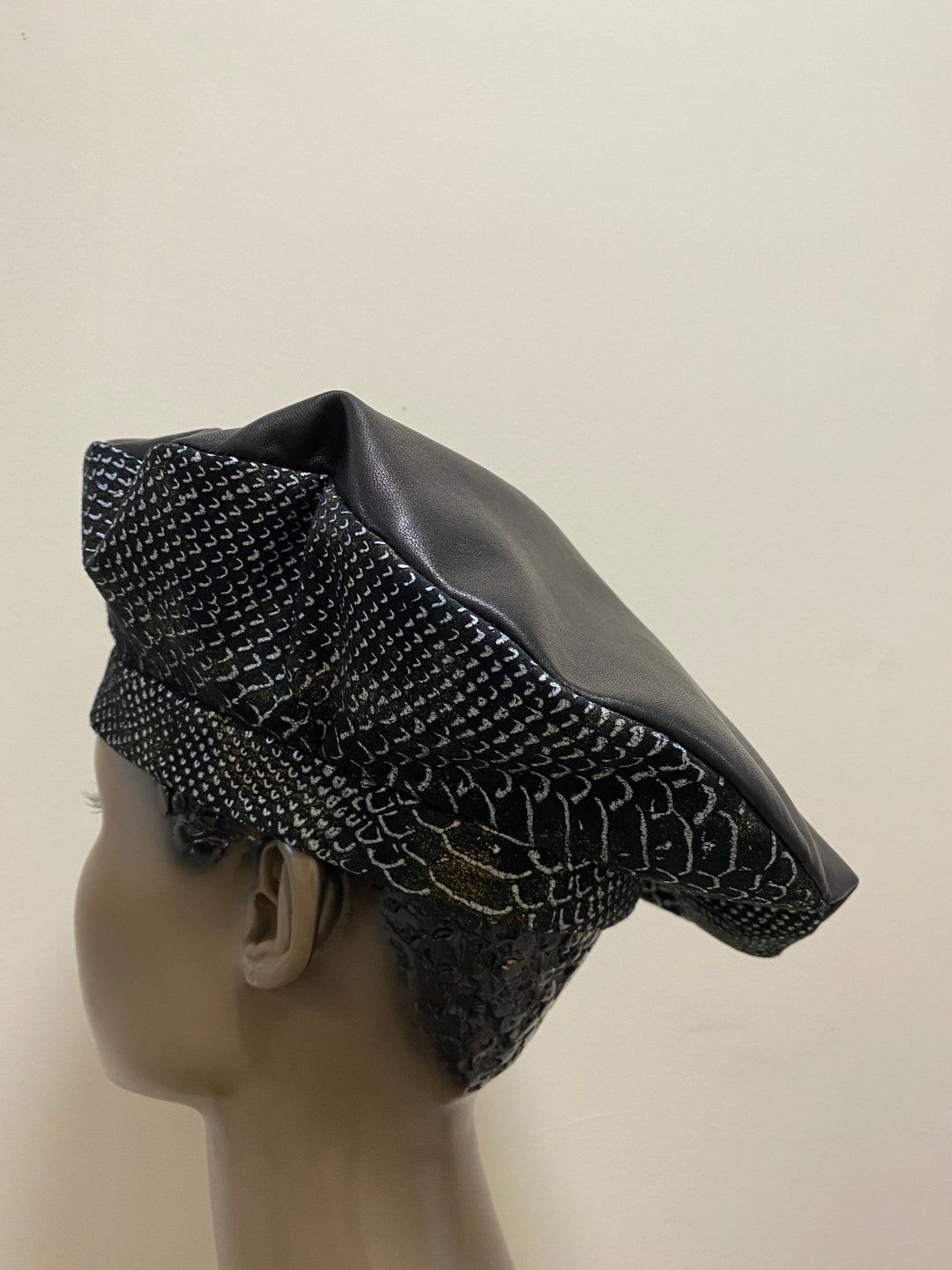 Black Leather Oversize Beret - Etsy