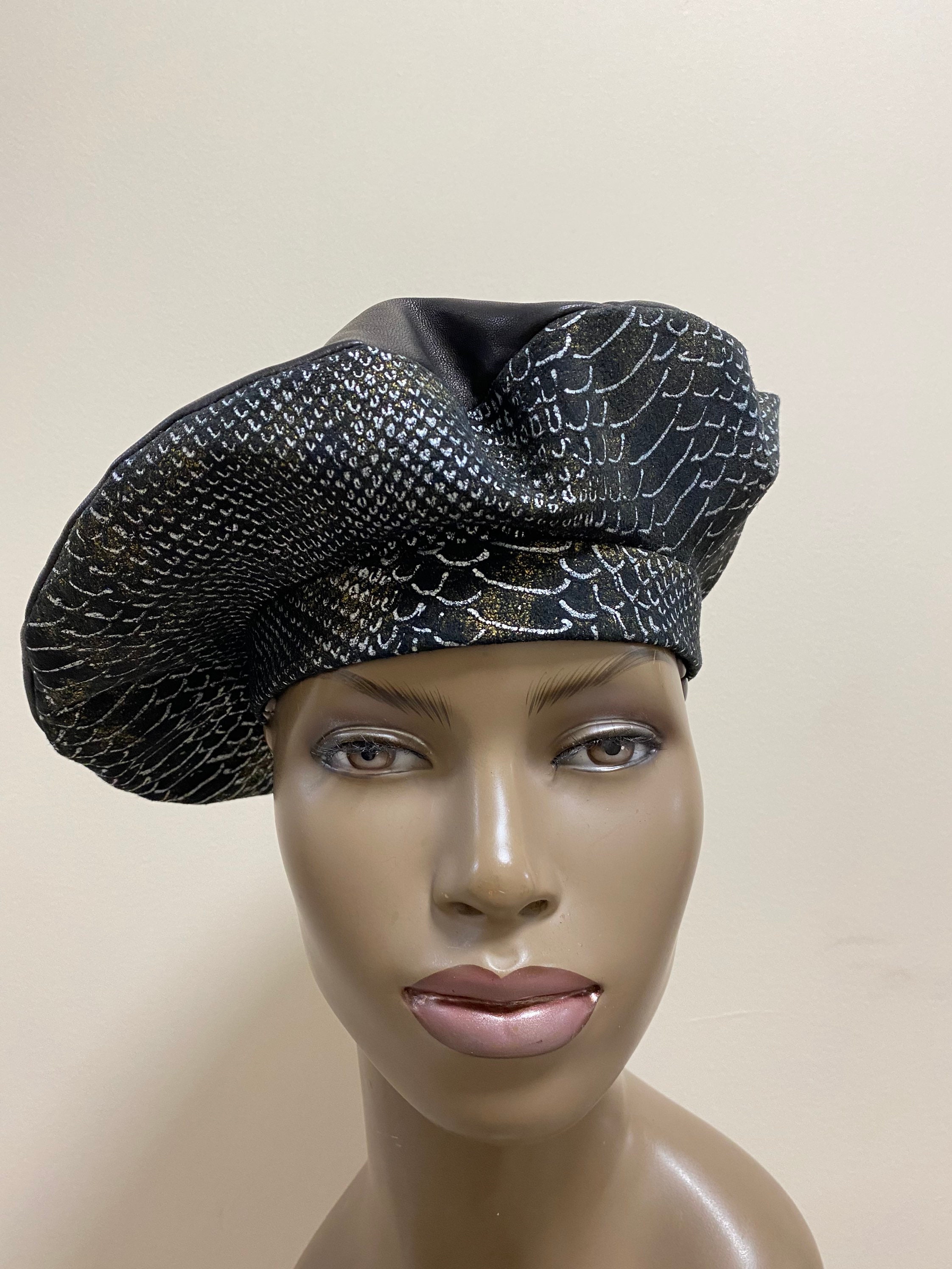 Black Leather Oversize Beret - Etsy