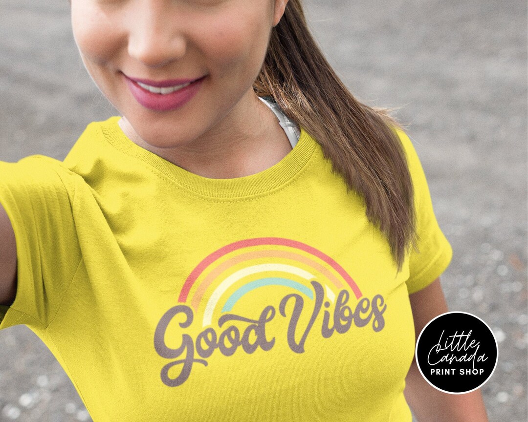 Good Vibes Only Shirt. Positive Vibes T-shirt. Retro Good Vibes Rainbow ...
