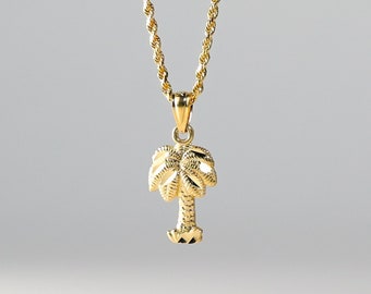 14k Gold Palm Tree Necklace - Etsy
