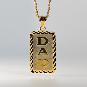 14K Gold Dad Plate Pendant- Gold Plate Dad Necklace Charm Pendant ...