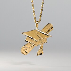 14K Gold Graduation Hat Charm Pendant- Real Gold Graduation Necklace ...