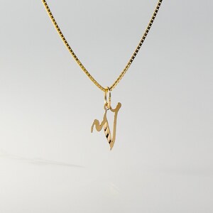14k Gold v Initial Cursive Pendant Charm Gold Initial v Necklace Charm ...