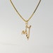 14k Gold v Initial Cursive Pendant Charm Gold Initial v Necklace Charm ...