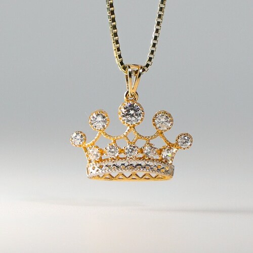 14K Yellow Gold CROWN Pendant - Etsy