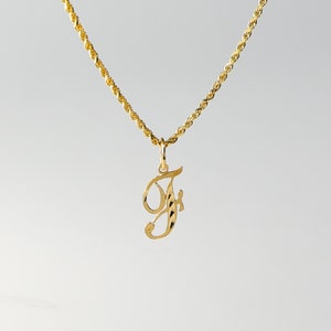 14k Gold f Initial Cursive Pendant Charm Gold Initial f Necklace Charm ...