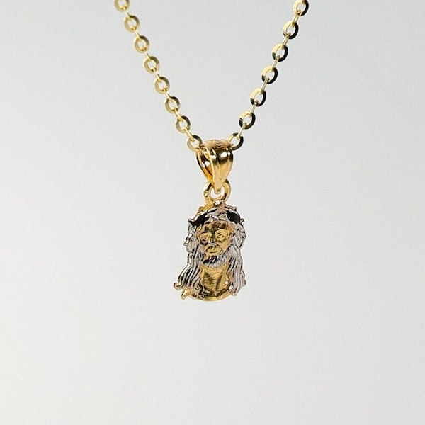 14k Gold Jesus Pendant and Chain - Etsy