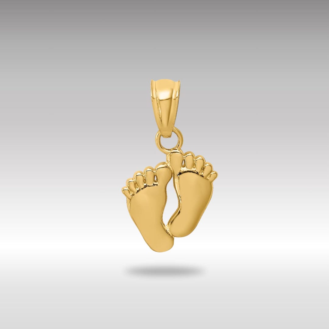 14K Yellow Gold Baby Feet Pendant: Delicate Footprint Charm - Etsy