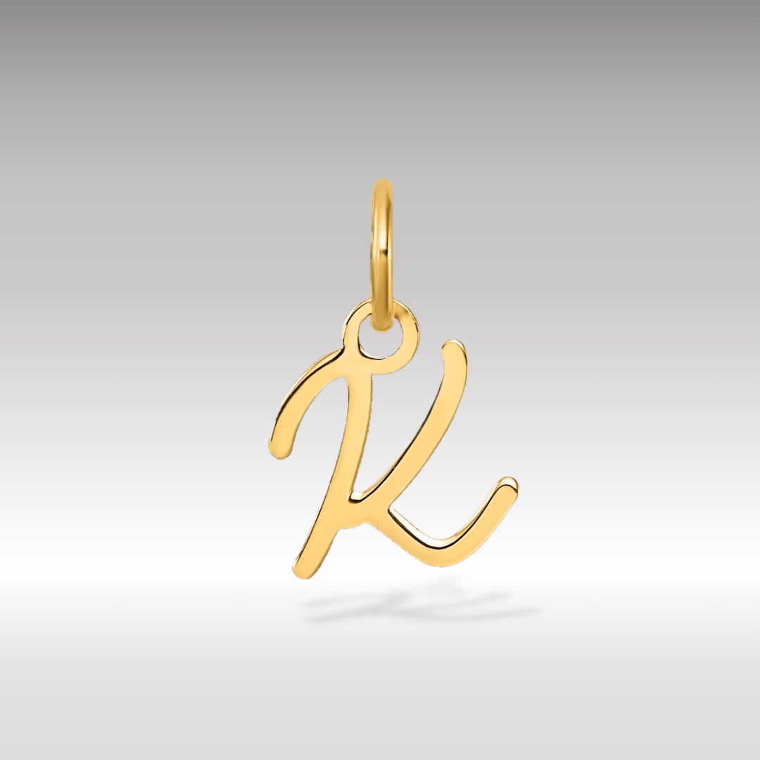 14K Gold Small Script Letter k Initial Pendant Dainty Personalized ...