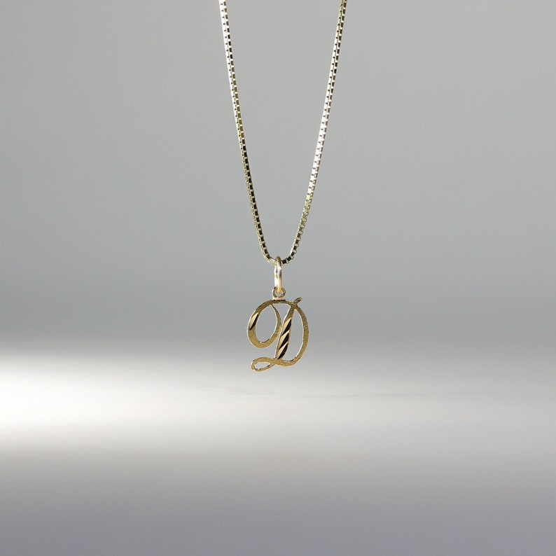 14k Gold d Initial Cursive Pendant Charm Gold - Etsy
