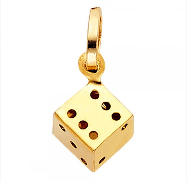 14k Gold 3D Dice Pendant Charm Real Dainty Gold Dice Necklace - Etsy