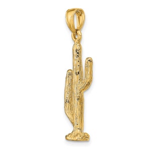 14K Gold 3-D Saguaro Cactus Charm Necklace Pendant Desert Inspired ...