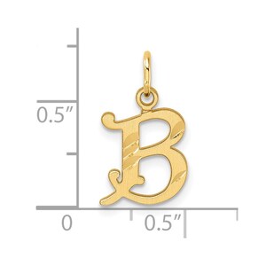 14K Gold Elegant Letter 'B' Charm Pendant Fine Jewelry Personalized ...
