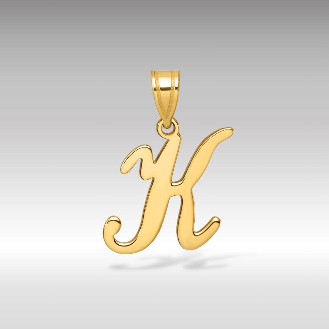 14K Gold Large Letter "k" Script Initial Pendant - Dainty Personalized ...