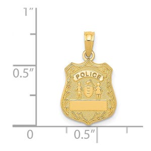 14K Gold POLICE Badge Pendant Necklace - Law Enforcement Emblem ...