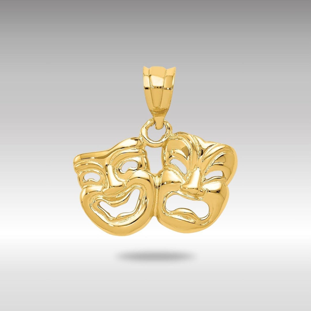 14K Gold Comedy/tragedy Masks Pendant Necklace - Theatrical Drama Charm ...