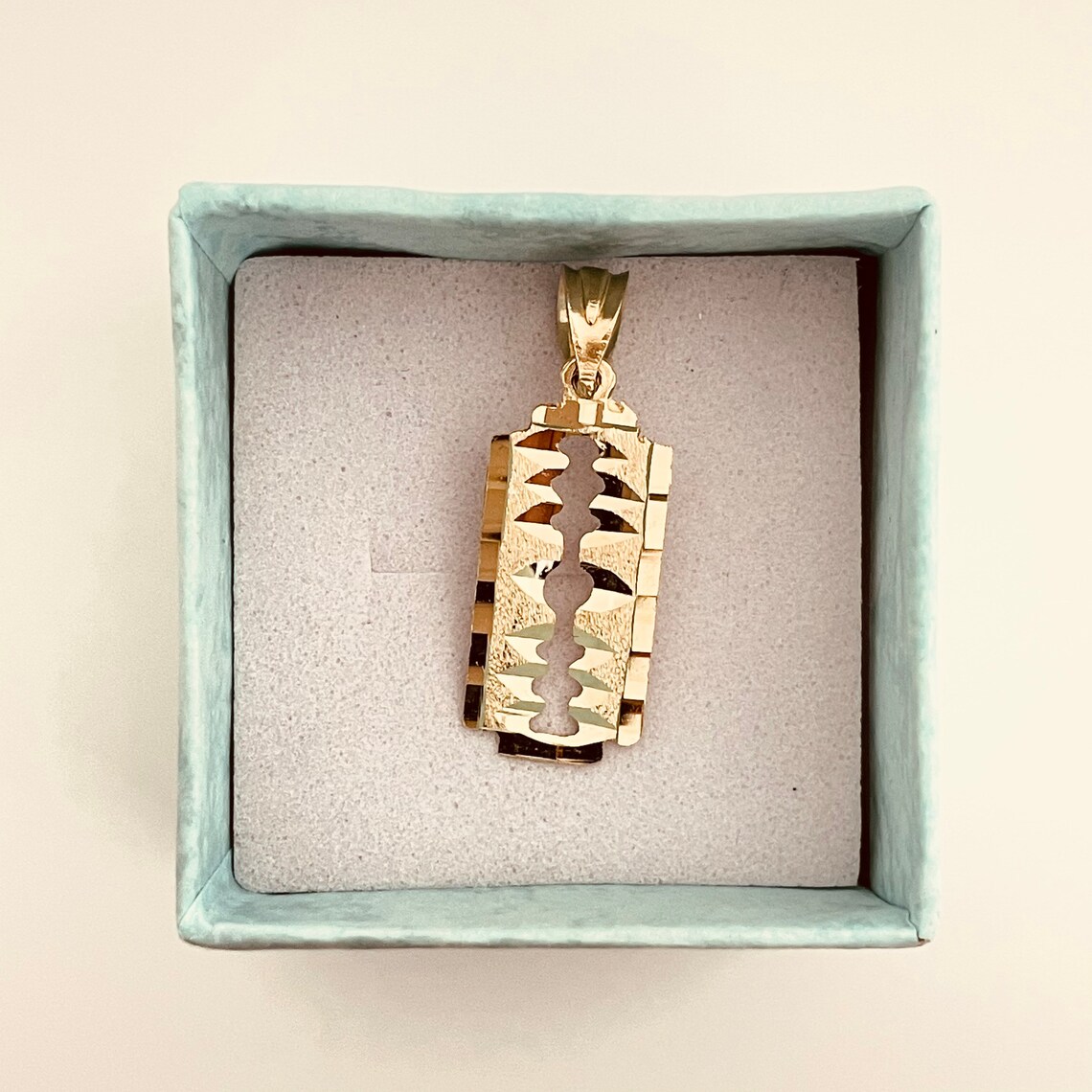 14k Real Gold Razor Blade Pendant/Charm Real Gold Razor Blade | Etsy