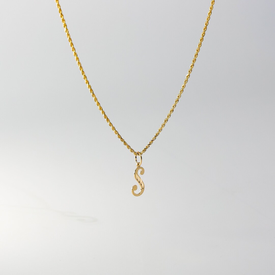 14k Gold s Initial Cursive Pendant Charm Gold Initial s Necklace Charm ...