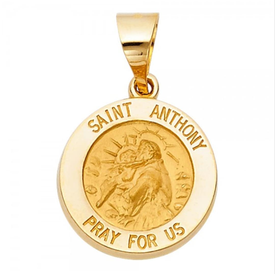 14k Gold St. Anthony Medal Pendant Charm-real Gold St. Anthony Medal ...