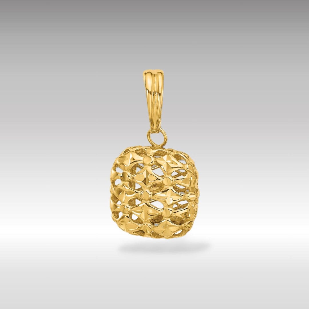 14K Gold Puffed Square Pendant: Contemporary Geometric Charm - Etsy