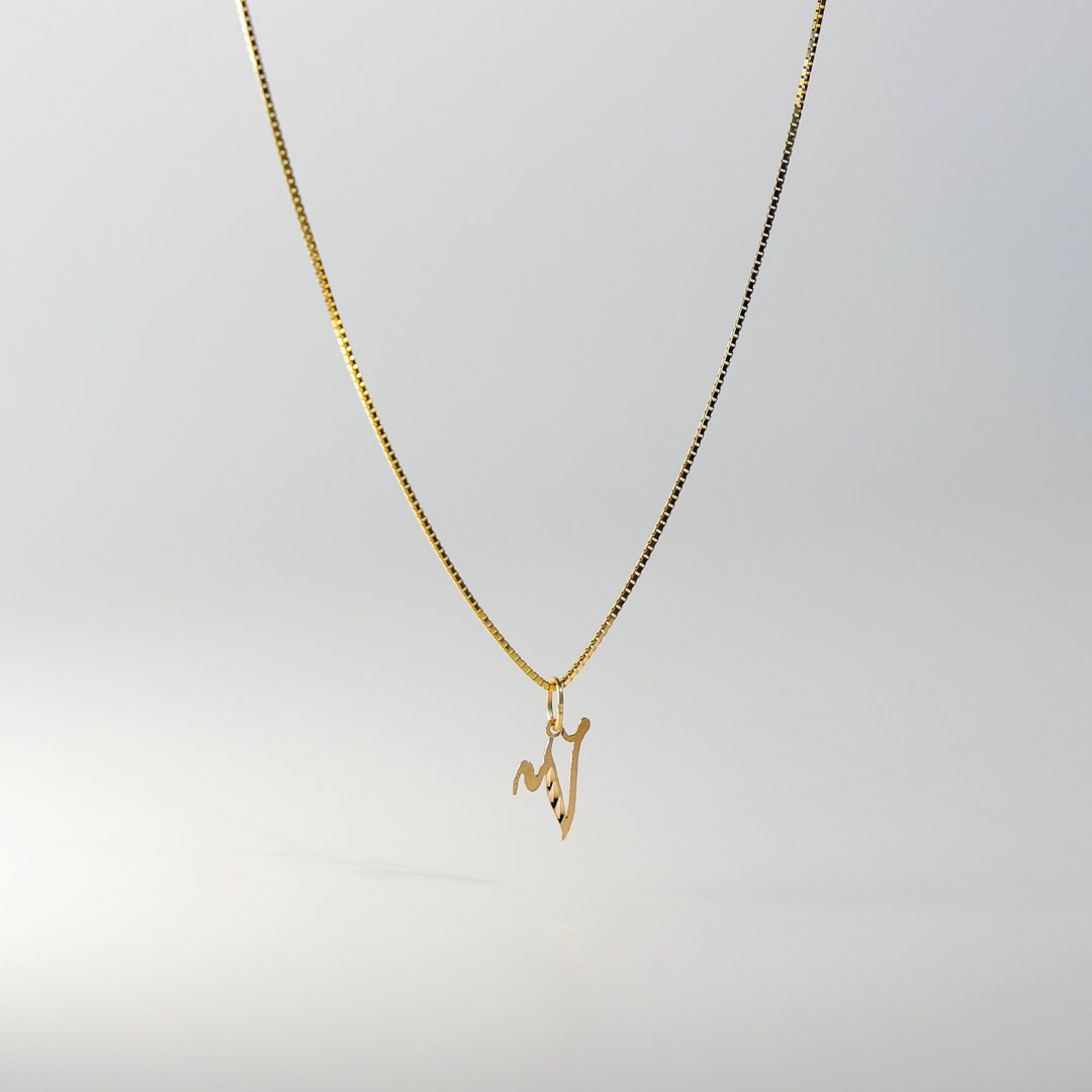 14k Gold v Initial Cursive Pendant Charm Gold Initial v Necklace Charm ...