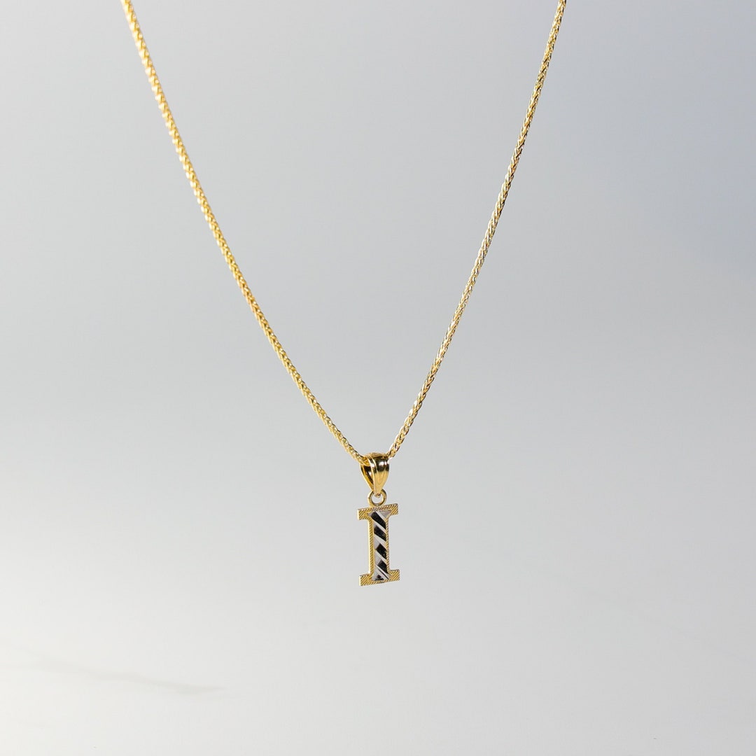 14k Gold i Initial Pendant Charm Gold Block I Initial Necklace Charm ...