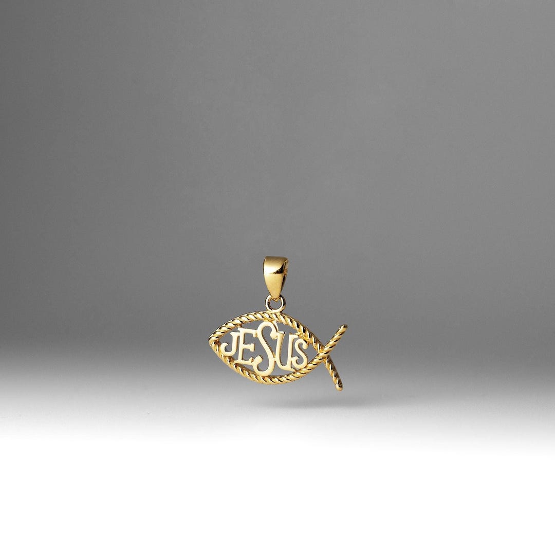 14K Gold Jesus Fish Pendant Necklace – Ichthys Symbol Religious Charm ...