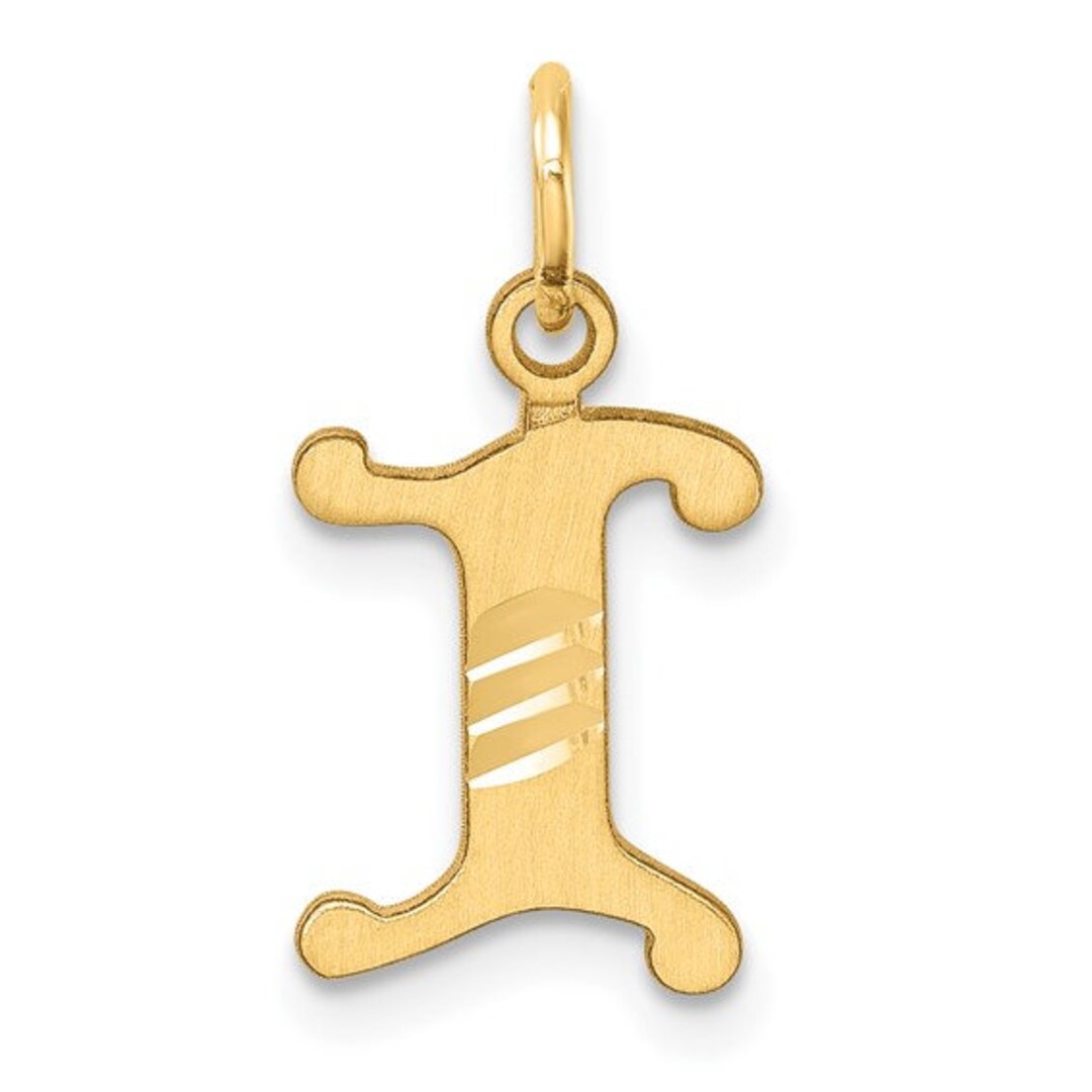 14K Gold Elegant Letter 'I' Charm Pendant Fine Jewelry Personalized ...