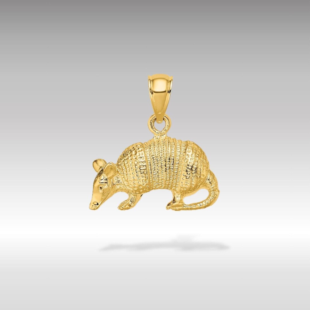 14K Solid Gold 3D Armadillo Pendant – Unique Wildlife Necklace, Luxury ...