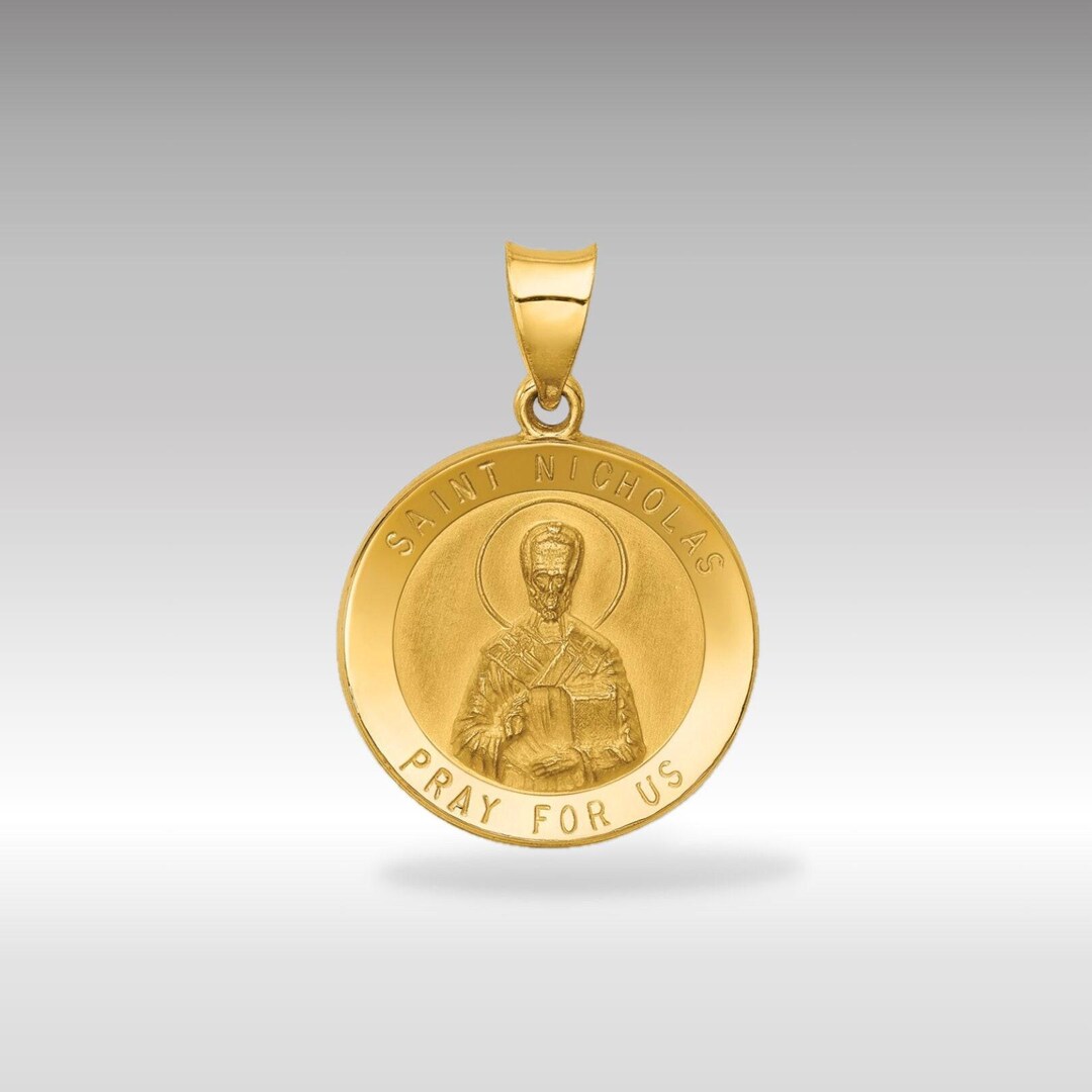 14K Gold St. Nicholas Medal: Religious Patron Saint Pendant - Etsy