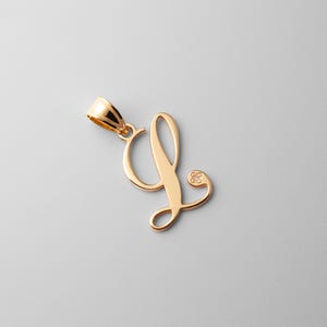14K Gold Cursive Letter "l" Diamond Initial Pendant Necklace - Etsy