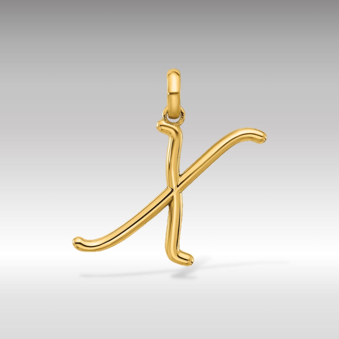 14K Gold Fancy Letter 'X' Charm Pendant Fine Jewelry Personalized ...