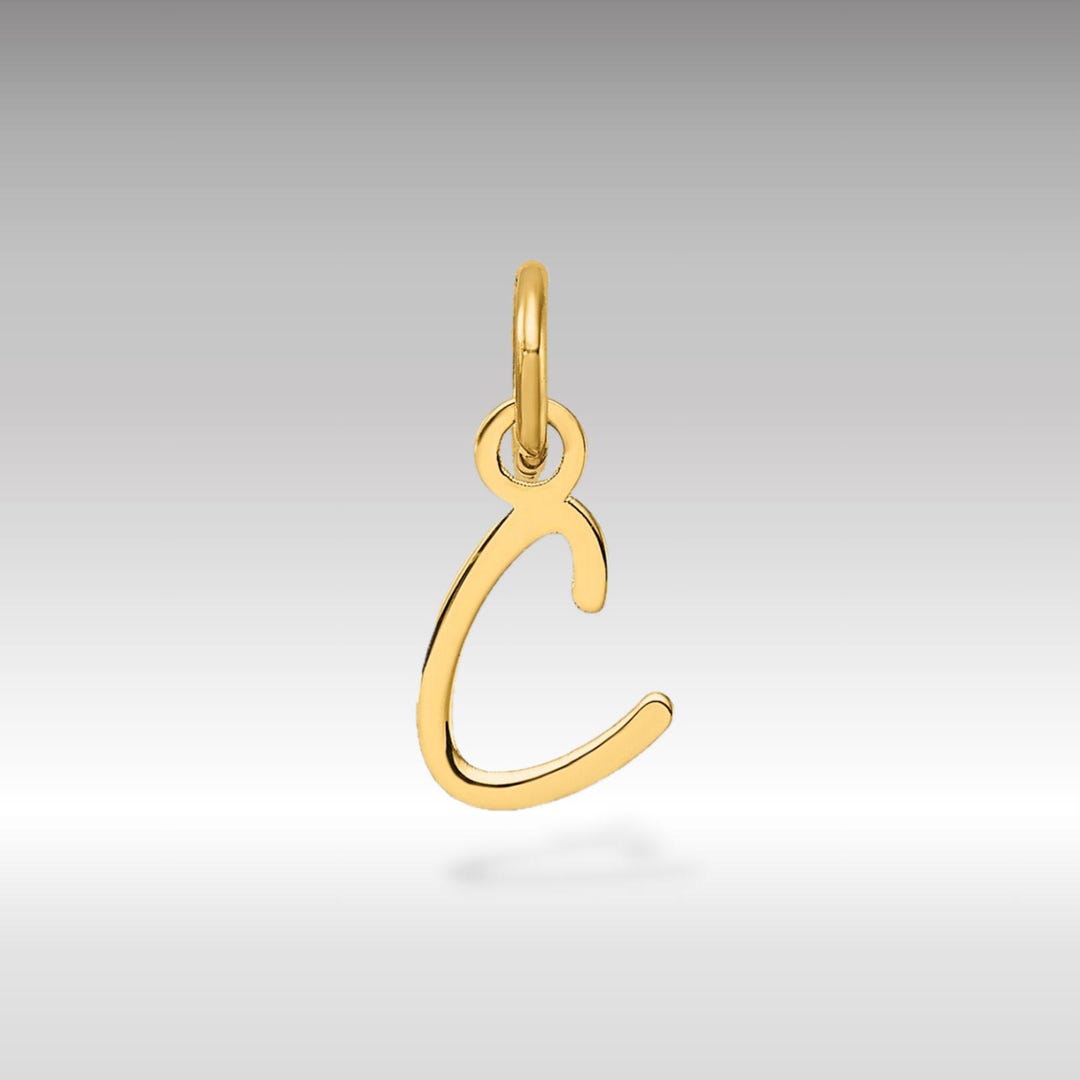 14K Gold Initial Pendant: Dainty Script Letter "c" Charm - Etsy