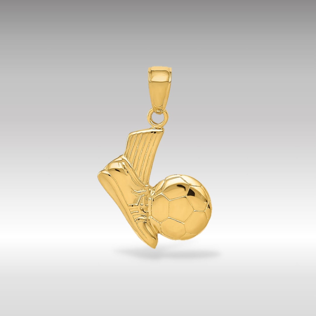 14K Gold Soccer Cleat and Ball Charm Pendant Soccer Ball Necklace ...