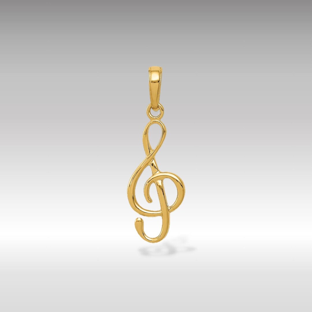 14K Gold Treble Clef Pendant: Elegant Music Note Charm - Etsy