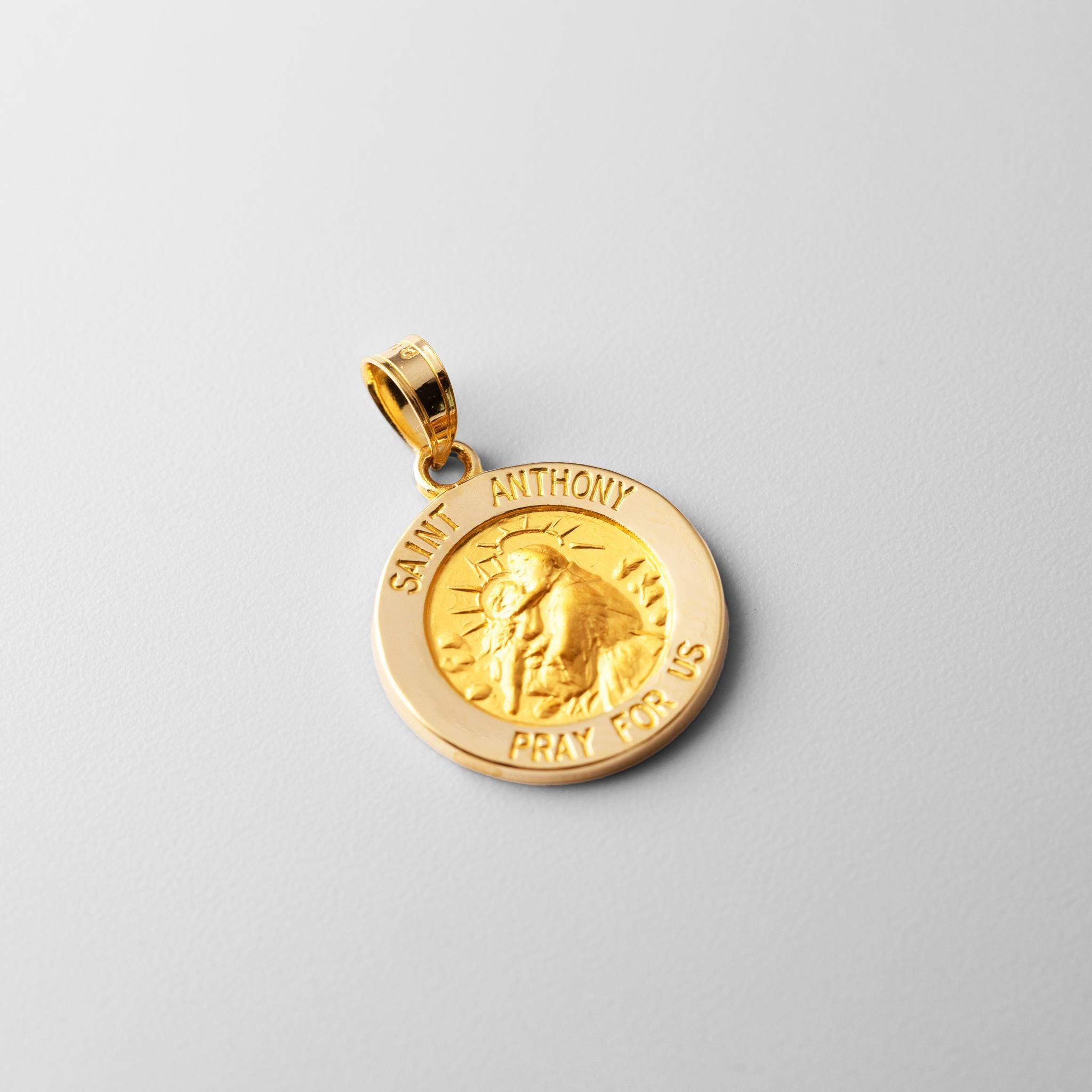 14k Gold St. Anthony Medal Pendant Charm-real Gold St. Anthony Medal ...