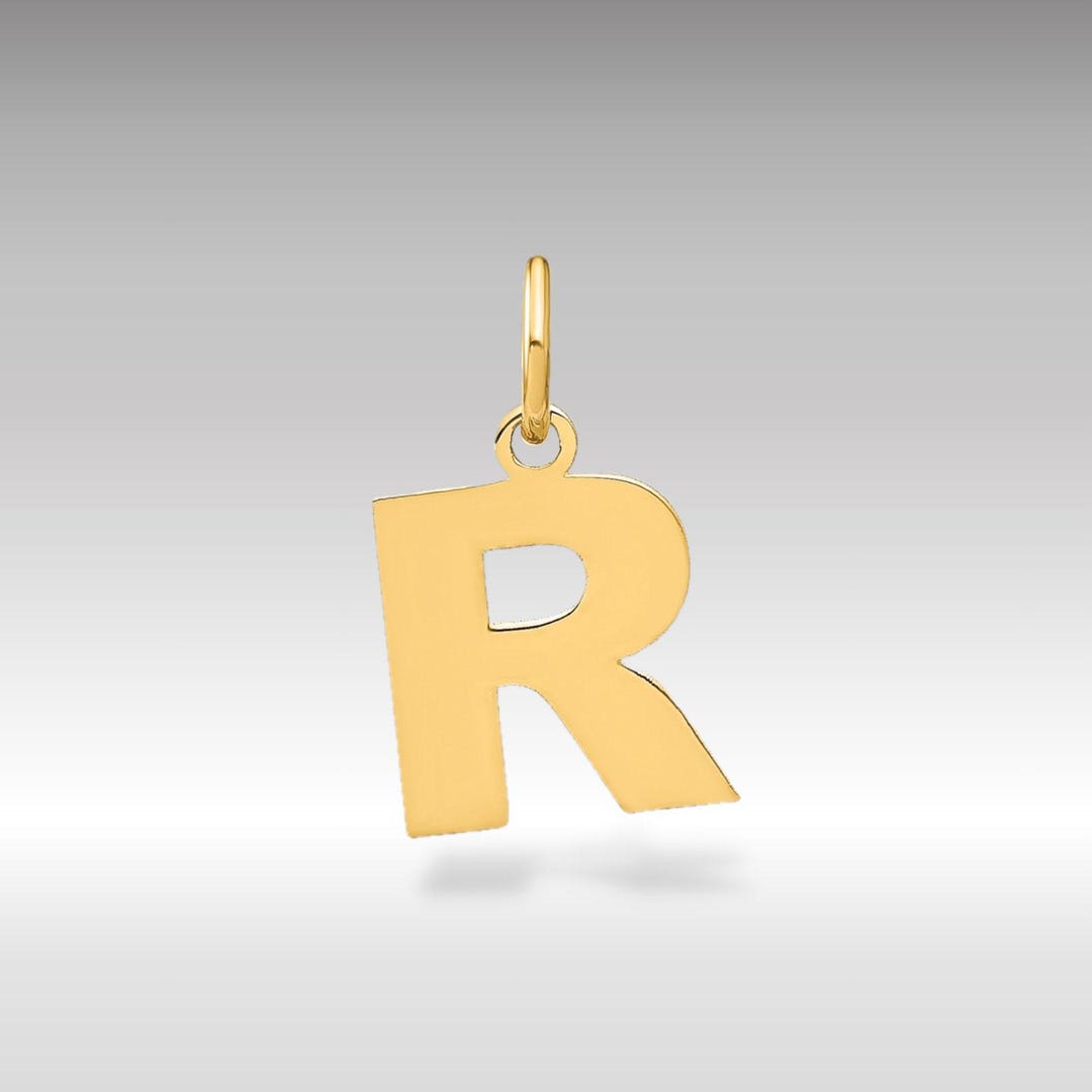 14K Gold Block Letter "r" Initial Pendant - Dainty Personalized Pendant ...