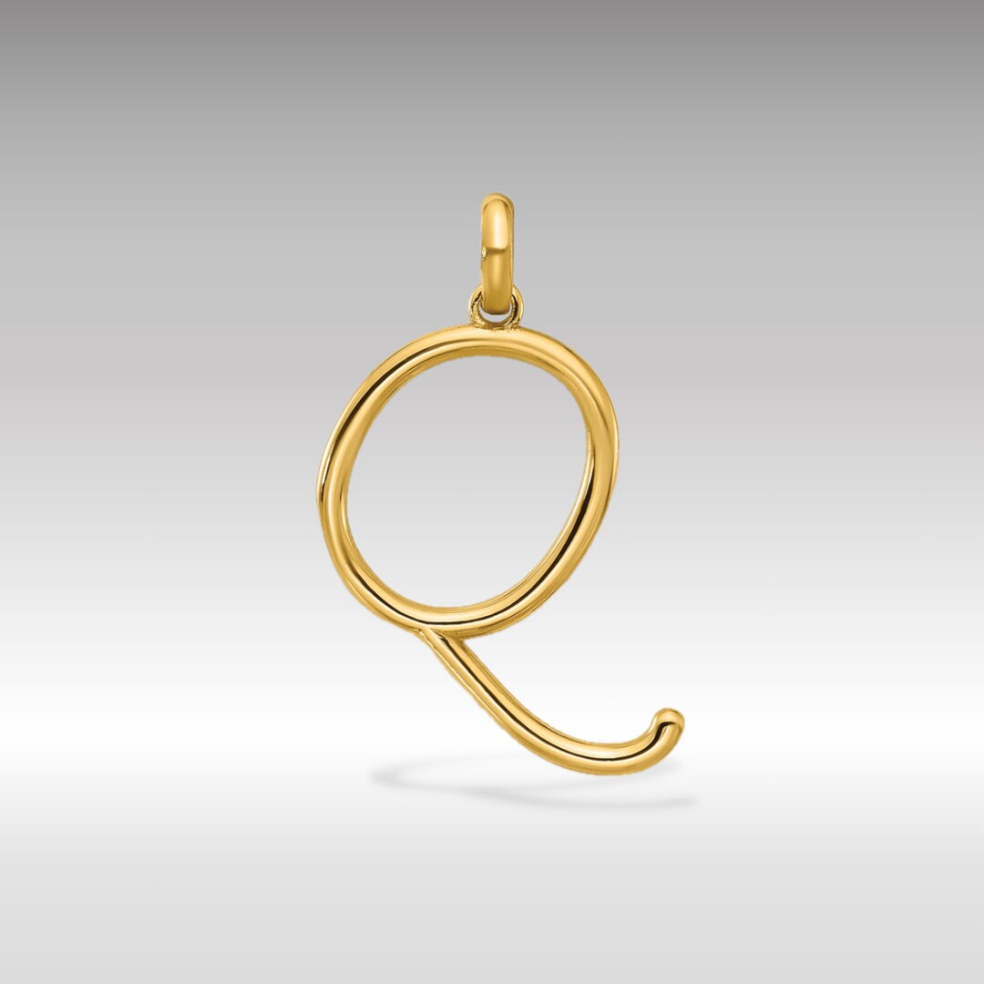 14K Gold Fancy Letter 'Q' Charm Pendant Fine Jewelry Personalized Initial Pendant Initial q ...