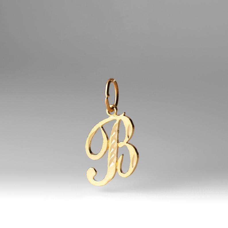 14k Gold "b" Initial Cursive Pendant Charm- Gold Initial "b" Necklace ...