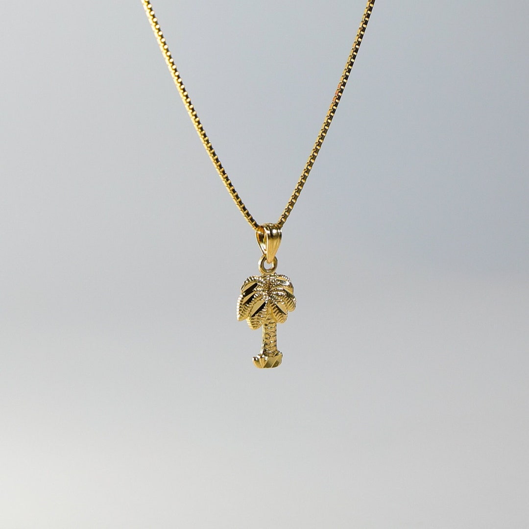 14k Gold Palm Tree Pendant Charm Real Gold Palm Tree Necklace Charm - Etsy