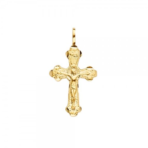 14K Real Yellow Gold Cross Religious Charm Thin Pendant for - Etsy