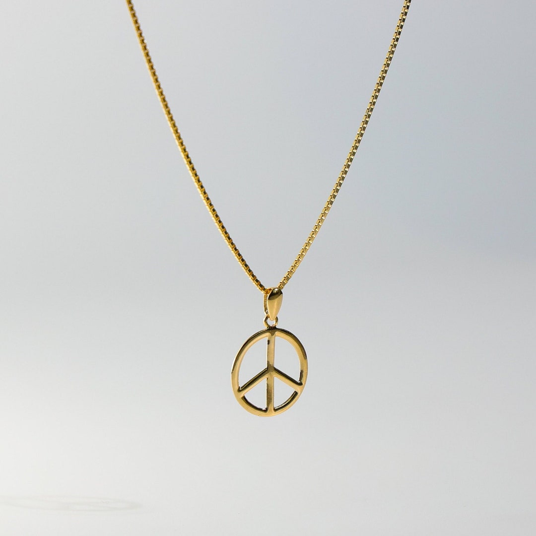14k Gold Peace Sign Pendant Charm-gold Peace Sign Necklace Charm - Etsy