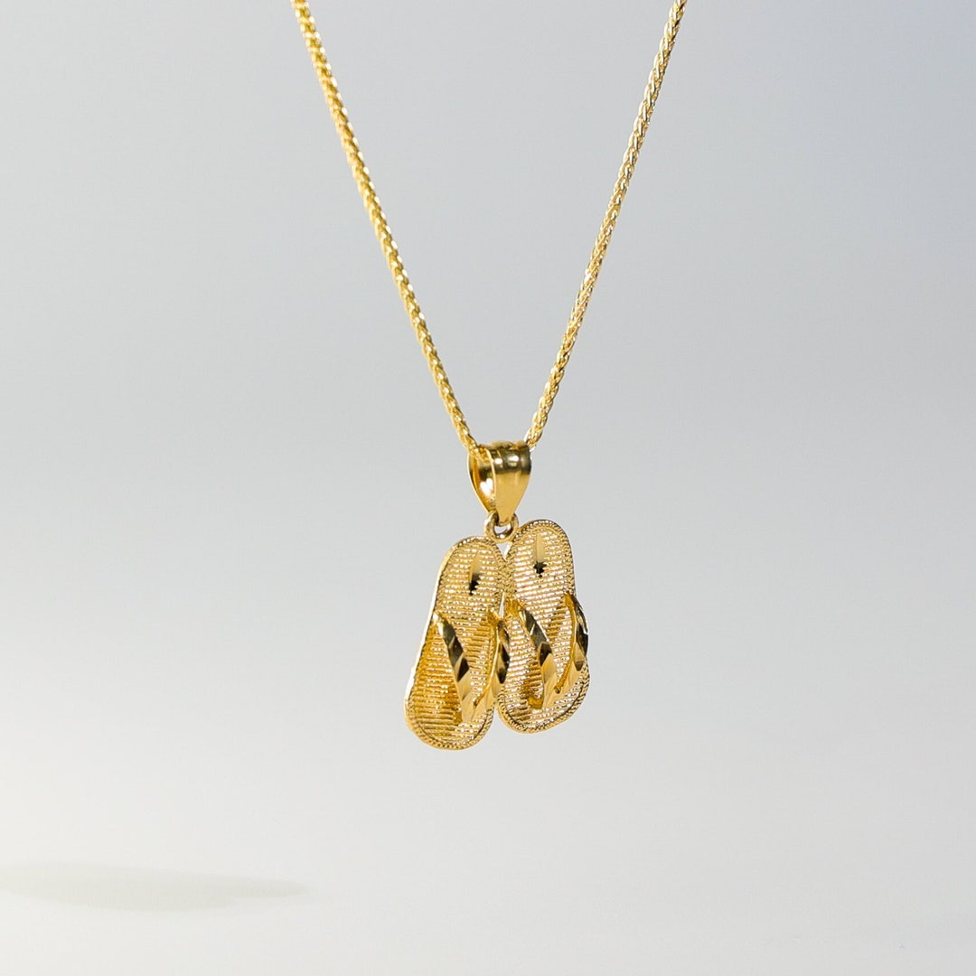 14k Gold Sandal Pendant Charm Real Gold Beach Sandal Necklace Charm - Etsy