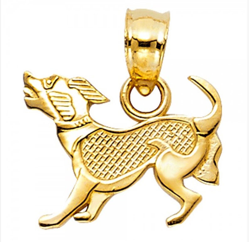 14k Gold Dog Pendant Charm-real Gold Dog Necklace Charm - Etsy